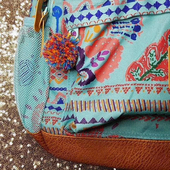 Bags | Turquoise Wildflowers Backpack | Poshmark